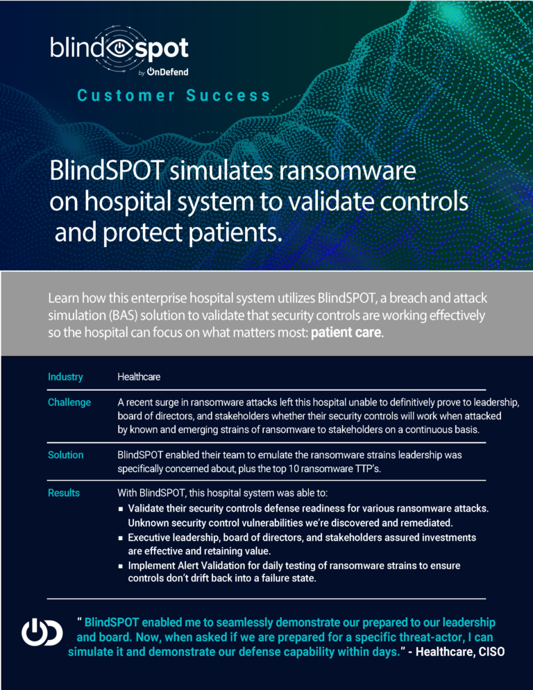 BlindSPOT Customer Success: Ransomware & Healthcare